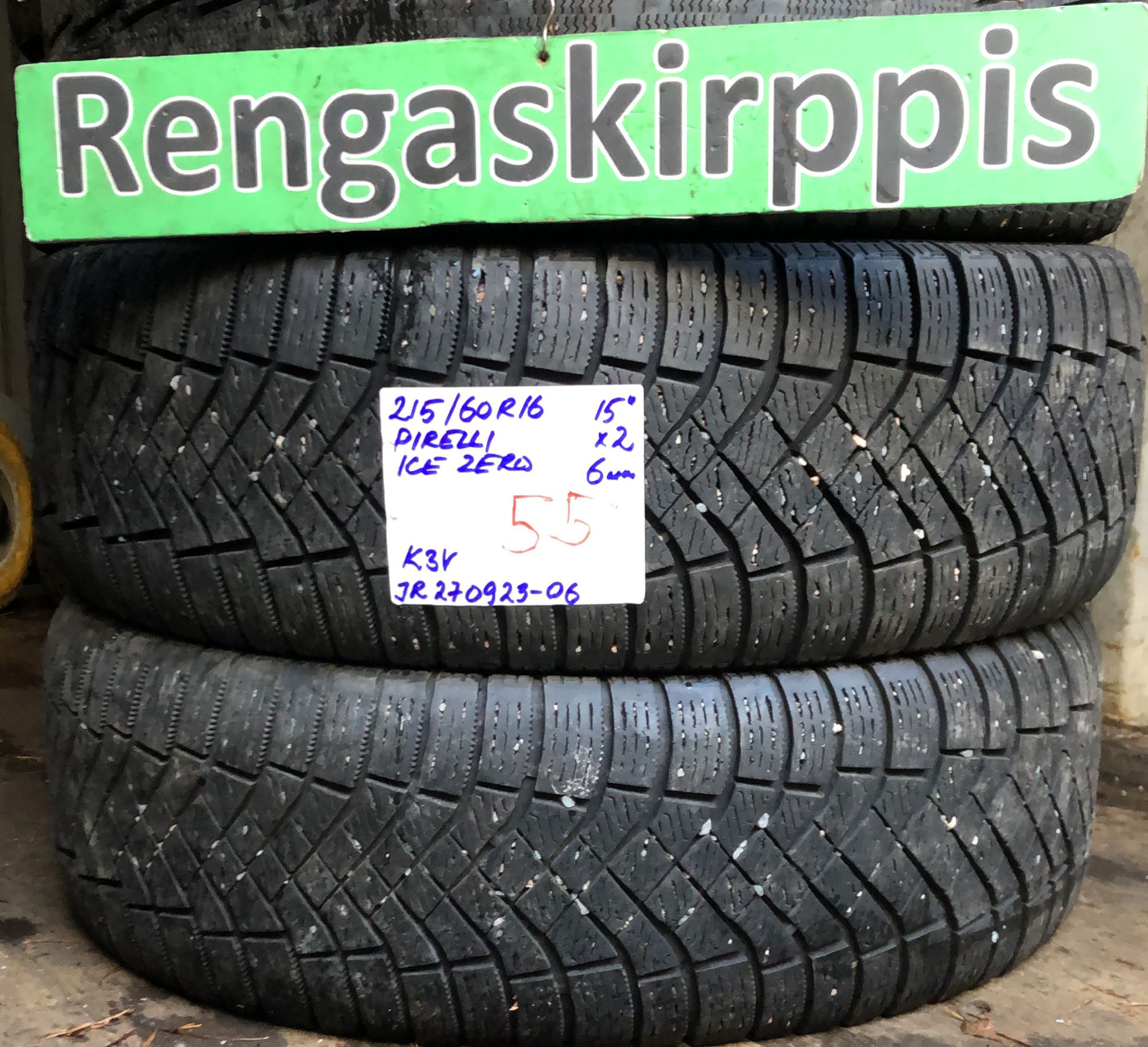 215/60R16 Pirelli Ice Zero kitka 6mm / K3V - Rengaskirppis