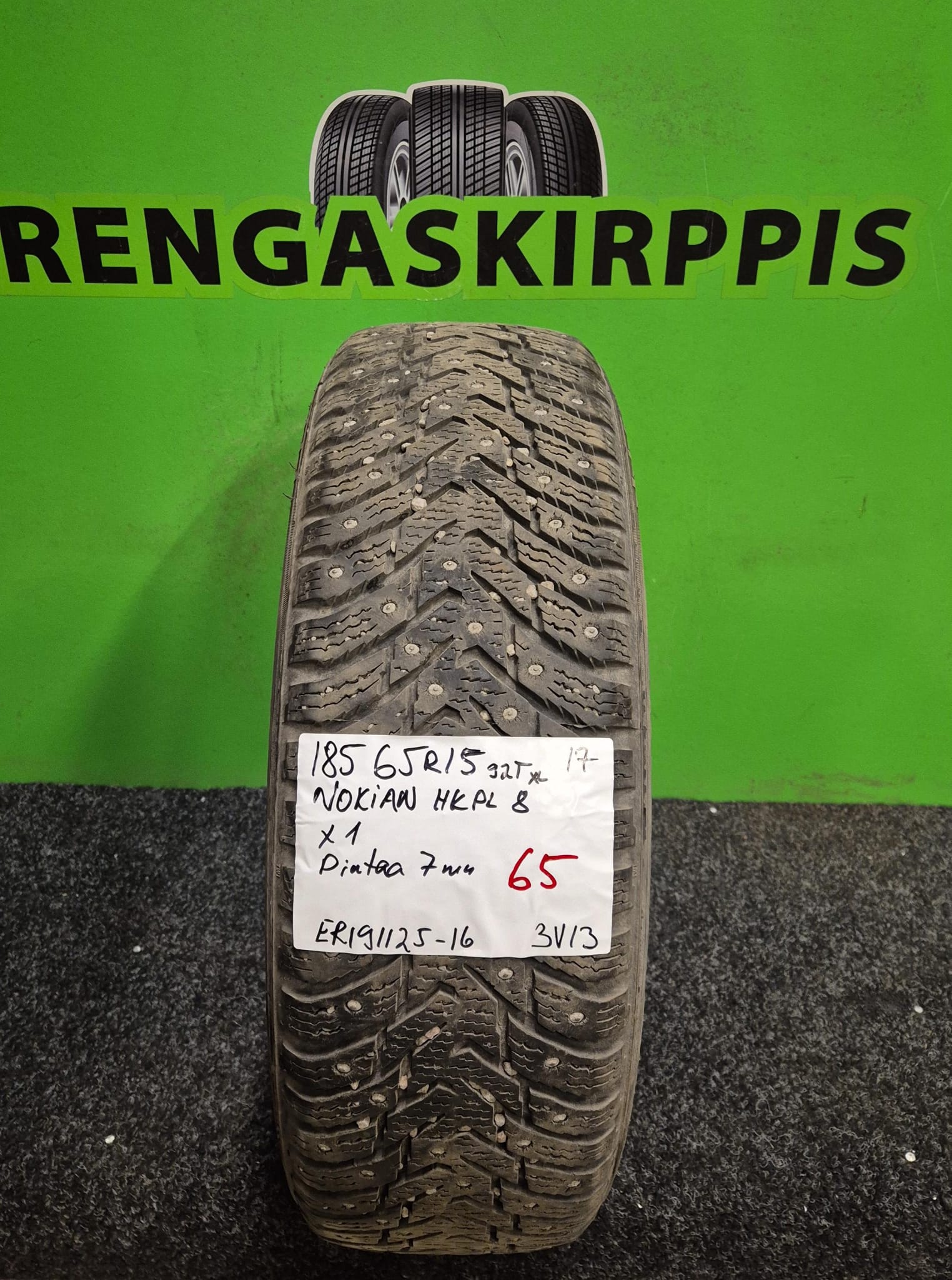 185/65R15 Nokian HKPL 8 92T nasta 7mm / 3V13 - Rengaskirppis